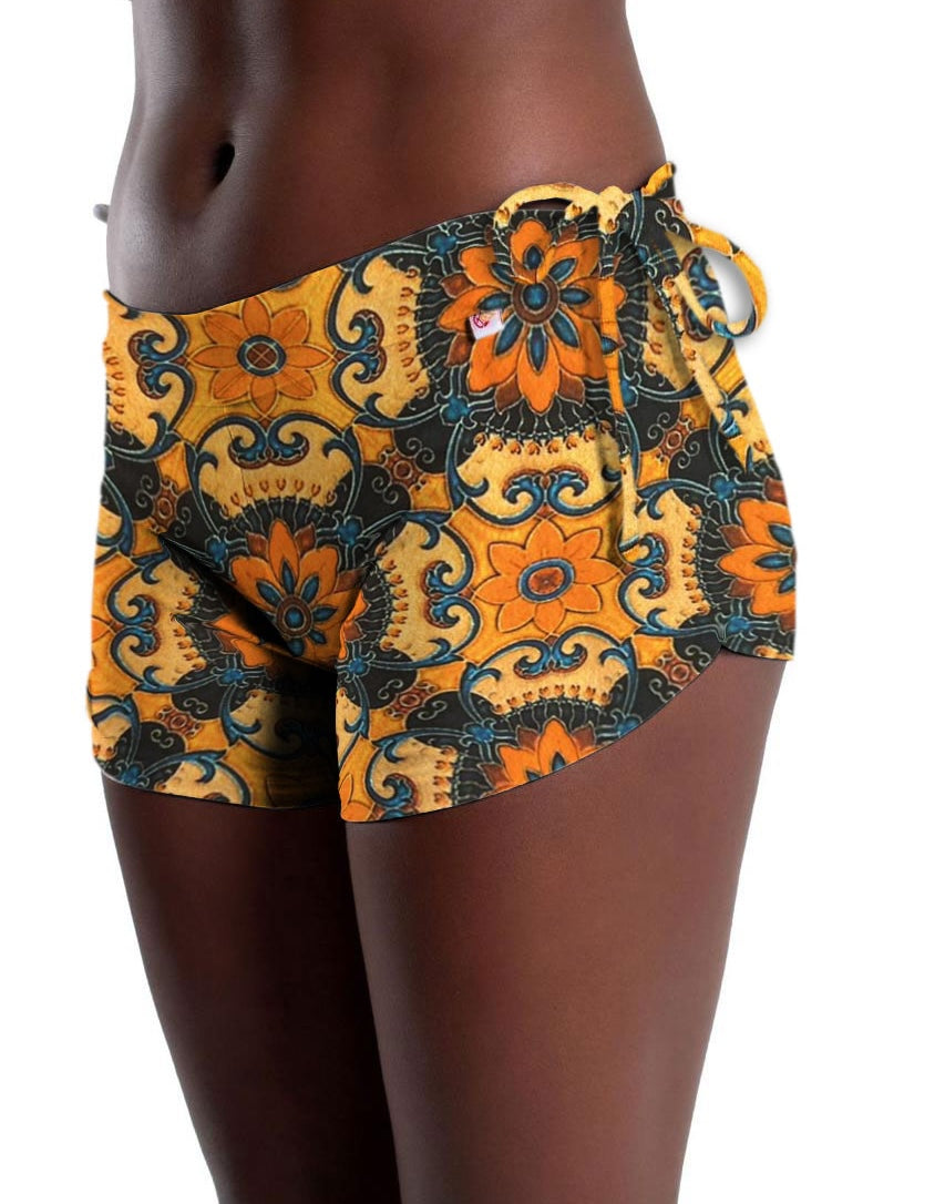 Side String Shorts, Delhi Mosaic, Cool Form Light – Shakti Activewear